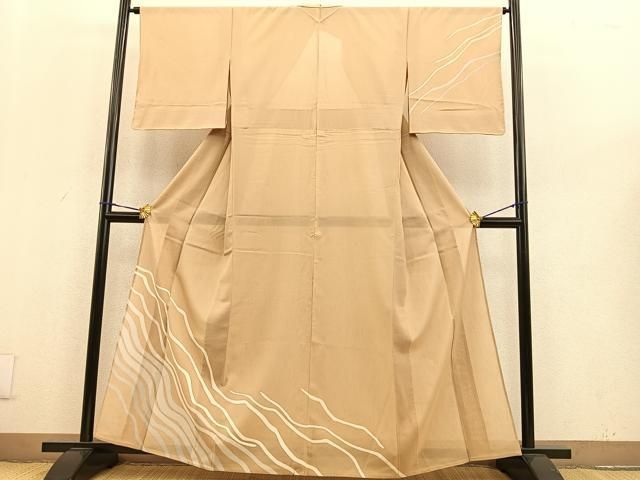 平和屋着物＊夏物 訪問着 紬地 流水文 正絹 逸品 BAAS7152pk