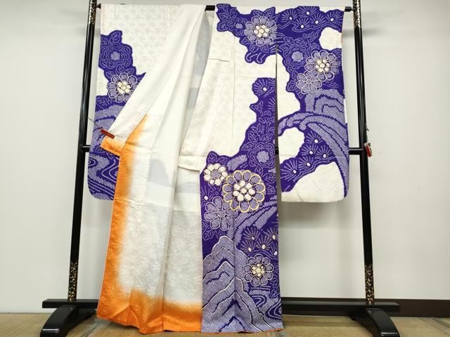平和屋着物○豪華振袖 刺繍 立波花文 金彩 正絹 逸品 DAAV3492du