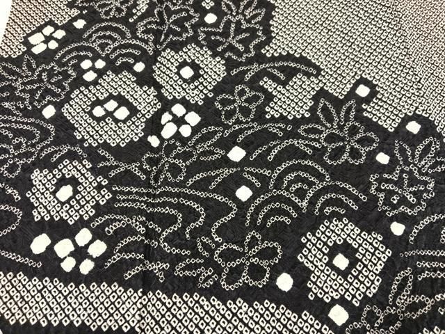 平和屋着物○訪問着 絞り 草花文 黒地 正絹 逸品 AABA2694ph - メルカリ