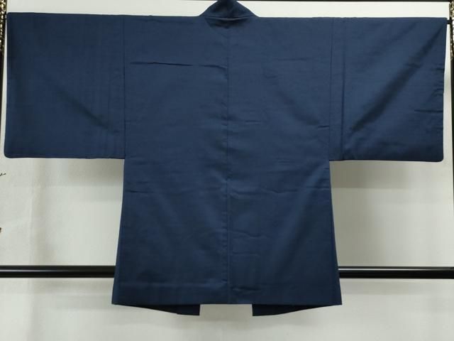 平和屋着物○男性 紬 アンサンブル 色無地 留紺色 正絹 逸品