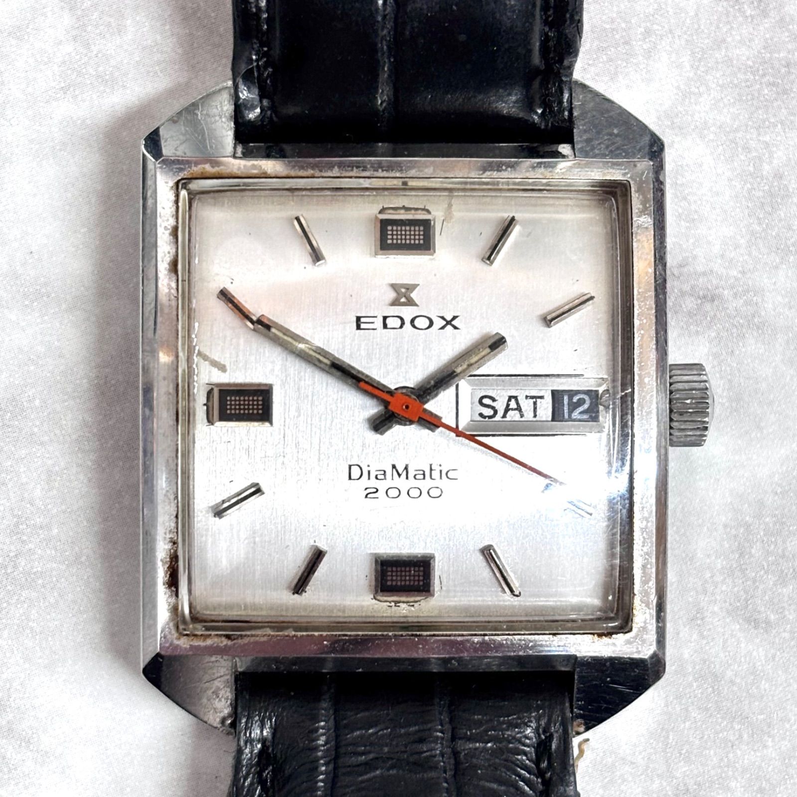【訳あり品⭐️EDOX エドックス】 DiaMatic 2000 自動巻 メンズ腕時計 デイデイト 21石 ヴィンテージ スイス製 （YOA ...