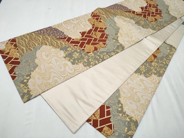 平和屋着物○善之助 着物ブランド 一期一会 全通柄袋帯 流水草花文