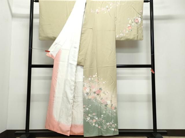 平和屋着物○訪問着 友禅 枝花文 暈し染め 正絹 逸品 CAAZ0960vf