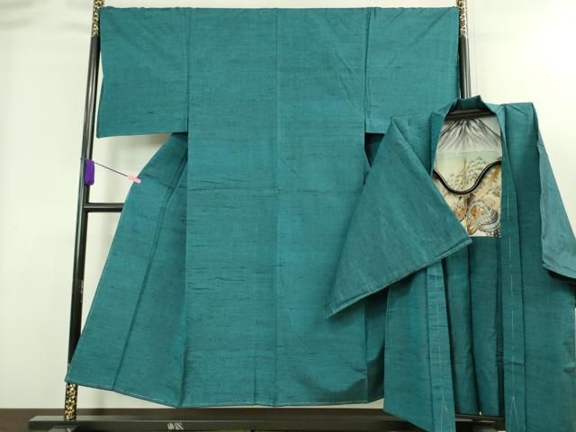 平和屋着物■極上　男性　紬　アンサンブル　色無地　黄海松茶色　逸品　未使用　CZAA3227s5 平和屋着物□極上 男性 紬 アンサンブル 色無地 黄海松茶色 逸品 未使用