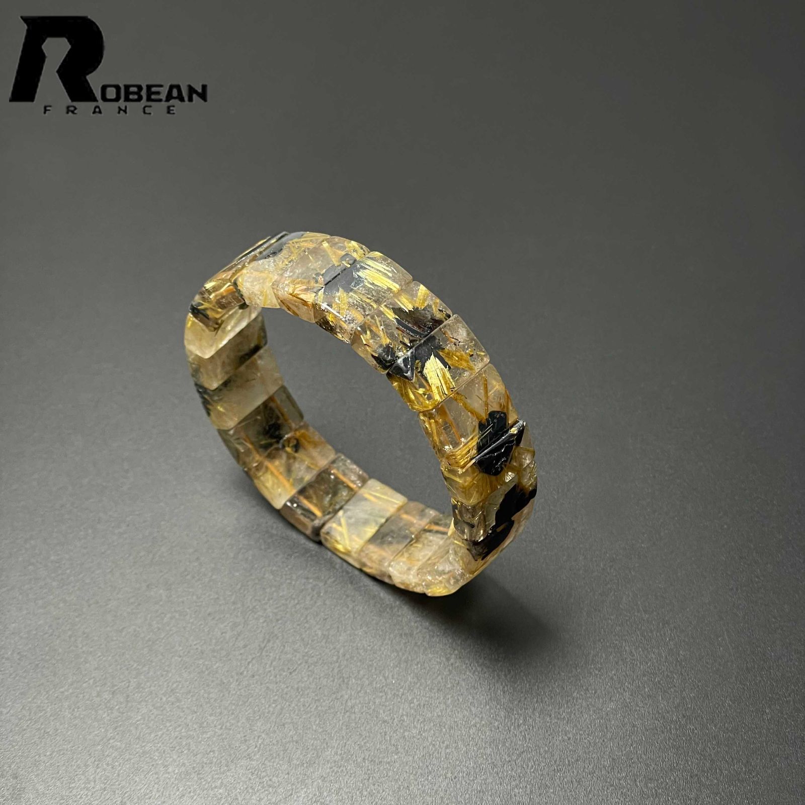逸品EU製 定価14万円★ROBEAN・太陽花タイチンルチルバングル★黄金針水晶 ゴールド ブレスレット パワーストーン プレゼント 16*9 ...