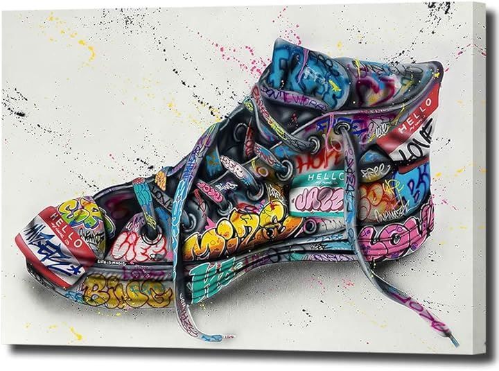 as known アートパネル スニーカー ストリート グラフティ W40cm H30cm アートフレーム 絵画 キャンバス 額付き ウォールアート ポップアート モダンアート 壁掛け 装飾 ...