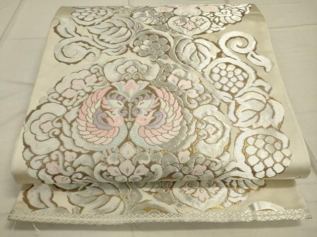 平和屋着物▽六通柄袋帯 唐織 舞蝶花文 金銀糸 正絹