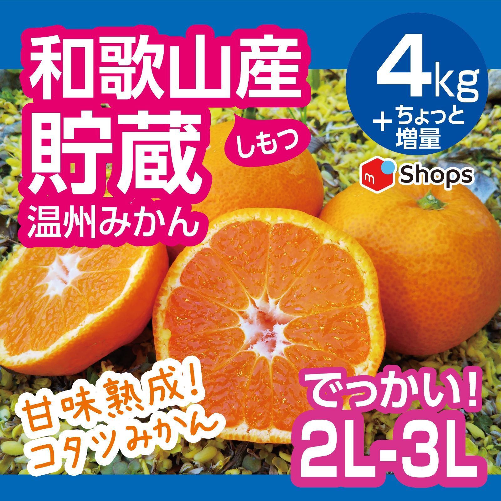 コタツみかん☆蔵出し☆和歌山しもつ産貯蔵みかん☆でっかい！2L-3L／正味約4kg - メルカリ