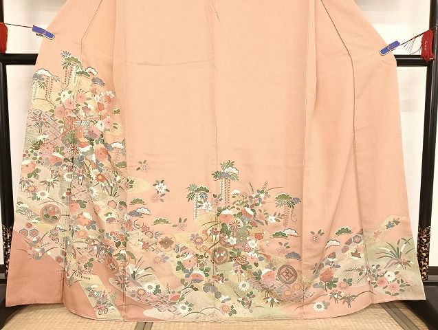 平和屋着物○訪問着 友禅 御所車花文 金彩 正絹 逸品 AAAU4269np