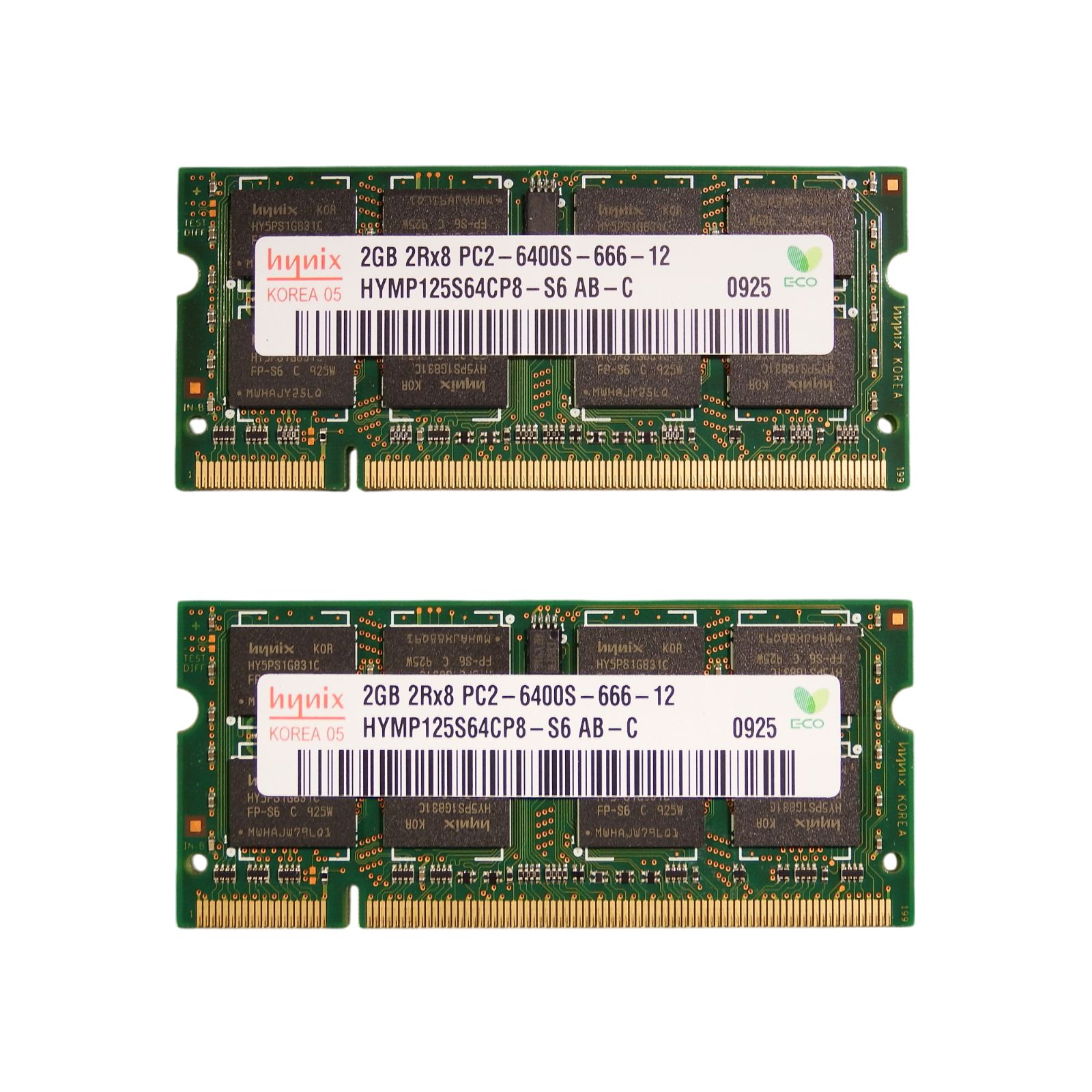 hynix 2GB 2Rx8 PC2-6400S-666-12 HYMP125S64CP8-S6 AB-C 2枚セット【中古/ジャンク⑫⑬】 ...