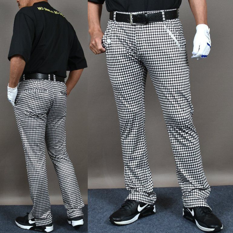 送料無料 アウトレット サンプル品 千鳥格子チェック/Mサイズ 【COMONGOLF/コモンゴルフ】4WAYストレッチ スリット入り ...