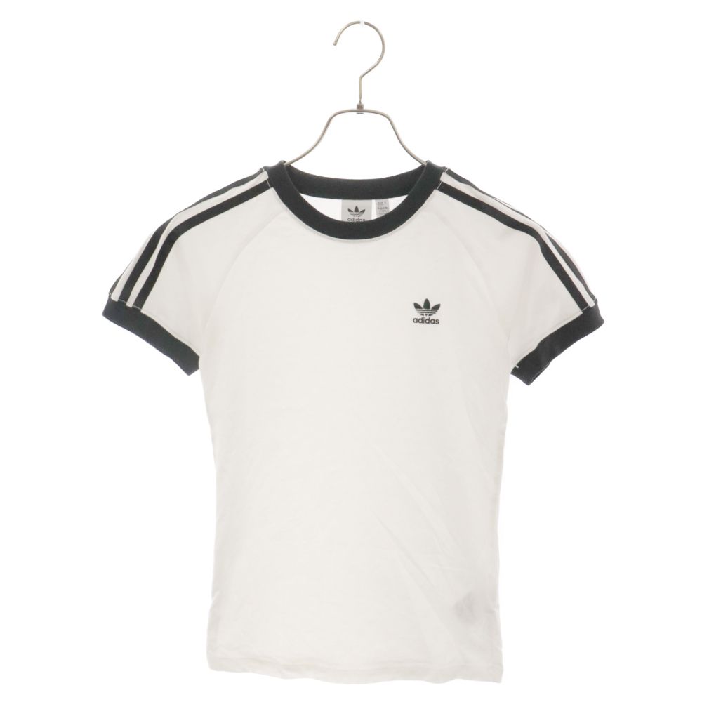 adidas (アディダス) W SLIM 3ST TEE スリーストライプショートスリーブ半袖Tシャツ 半袖カットソー ホワイト ...