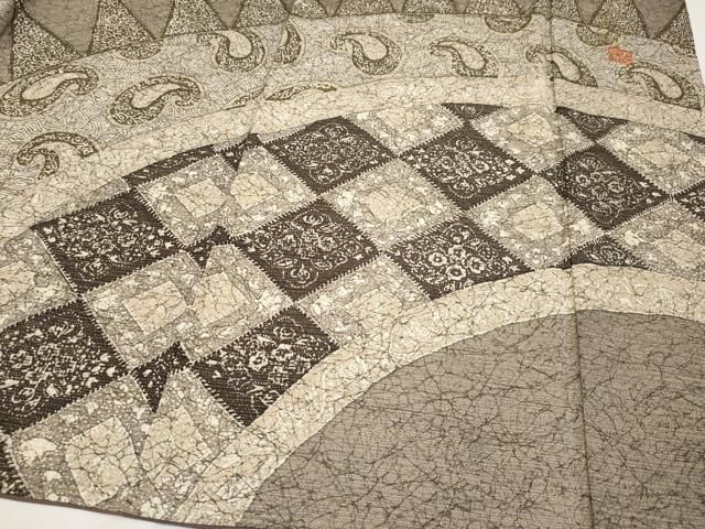 平和屋本店■極上　伝統工芸士　京友禅染色作家　田家鬼彩　訪問着　ろうけつ染め　花唐草文　赤墨色地　逸品　CYAA2351s5 平和屋本店□極上 伝統工芸士 京友禅染色作家 田家鬼彩 訪問着