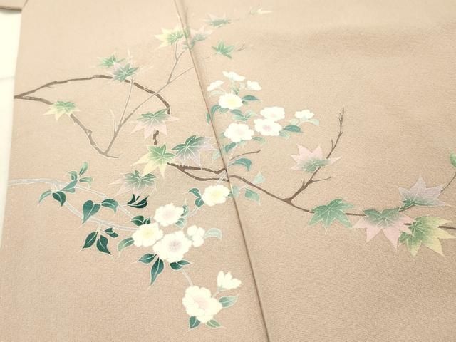 平和屋着物○訪問着 友禅 鴛鴦枝花文 シルエット 暈し染め 金彩