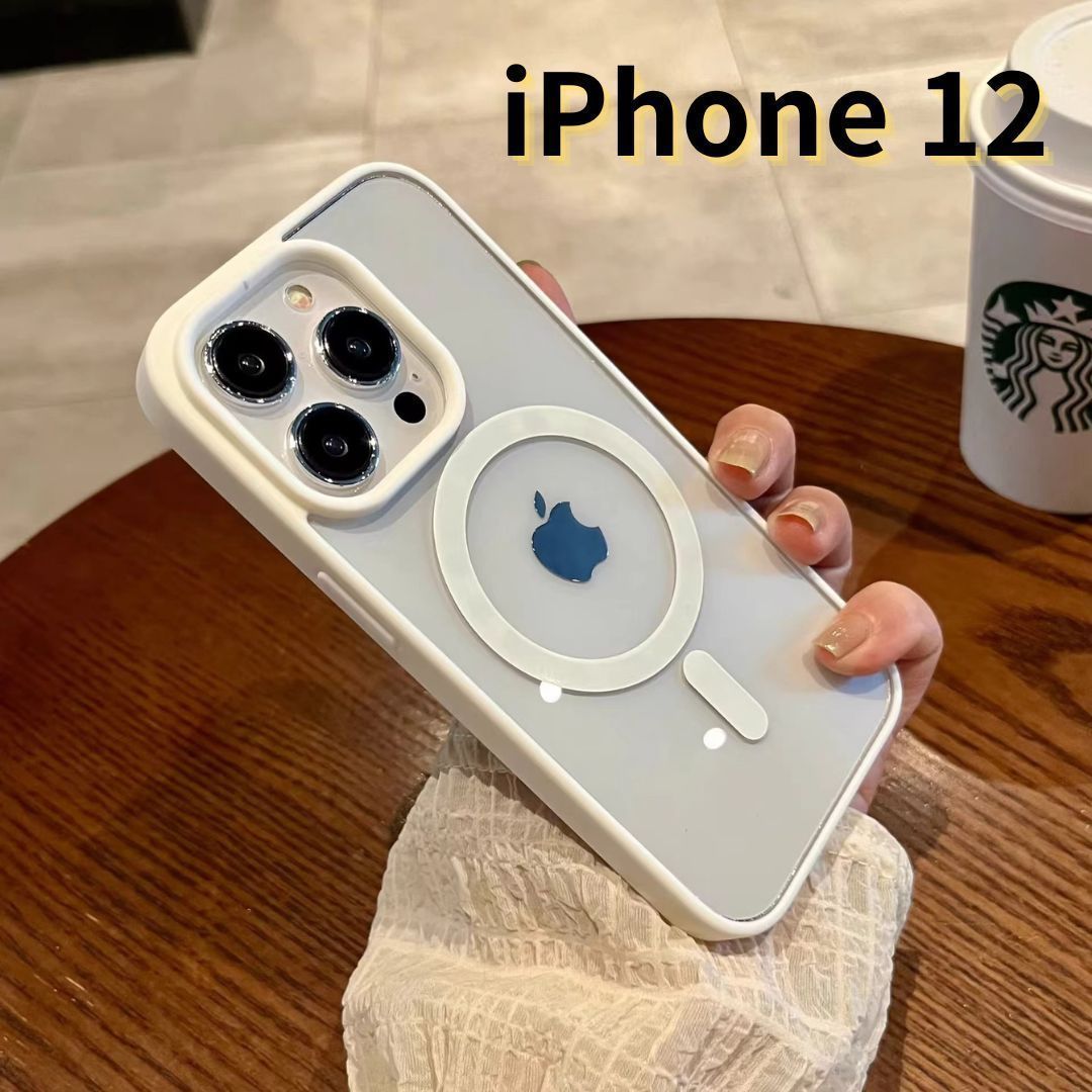 【SHOPS】iPhone12 スマホケース ワイアレス充電 白 軽量 透明 おしゃれ シンプル E045 - メルカリ