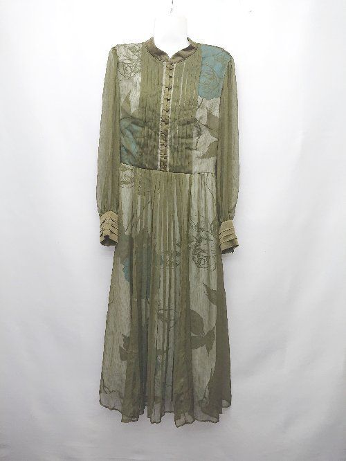 AMERI アメリ 裏地あり 長袖 ロング ELLA VEIL DRESS ワンピース サイズM カーキ ホワイト マルチ レディース P 【1404040000799】 - メルカリ