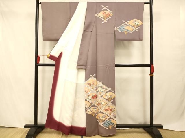 平和屋着物○訪問着 紬地 手描き 人物風景樹林文 正絹 逸品 AAAZ4931ph