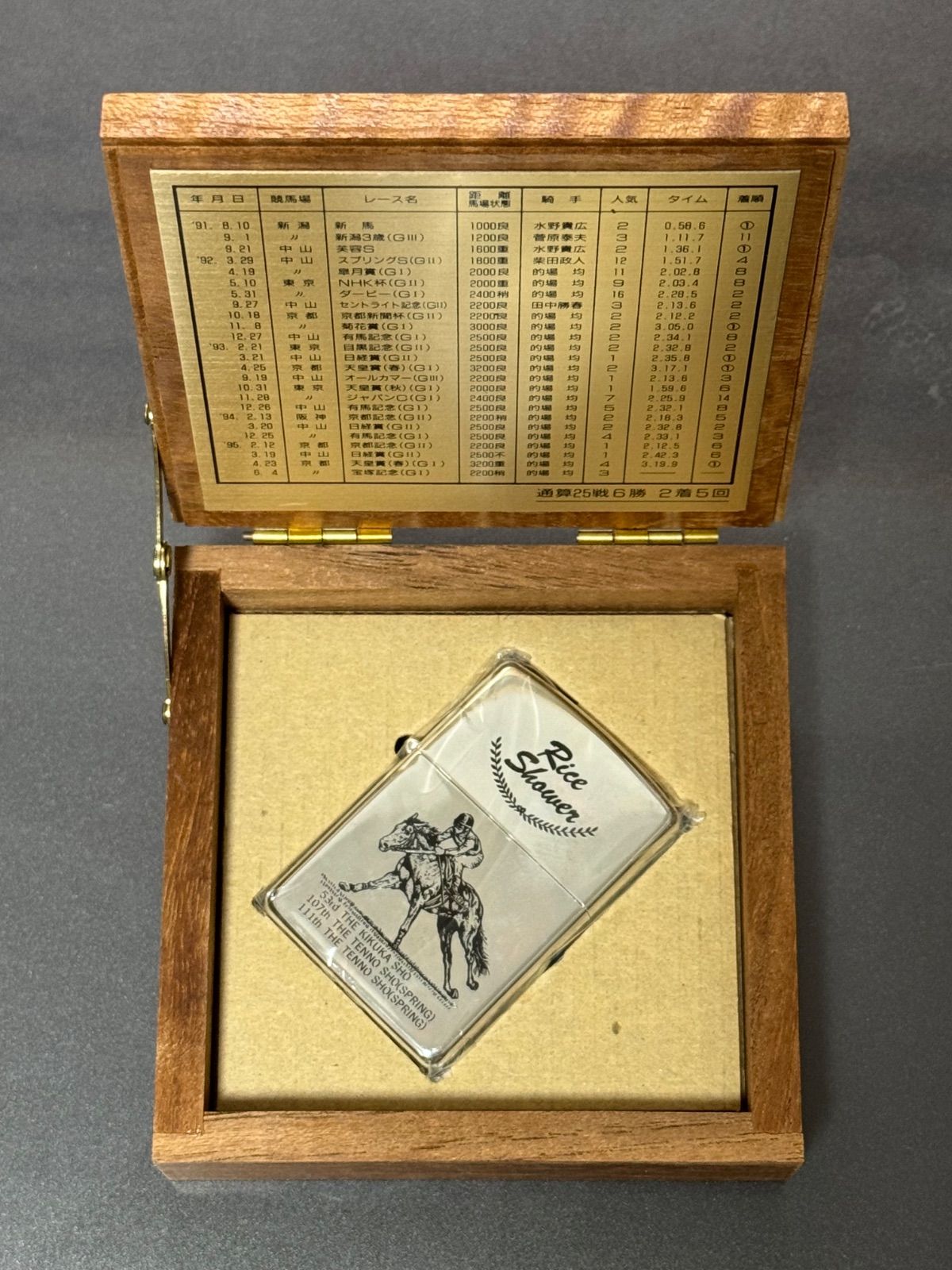 zippo ライスシャワー 引退記念 Rice Shawer 年代物 1995年製 BIRTHDAY 両面デザイン silver シルバー ...