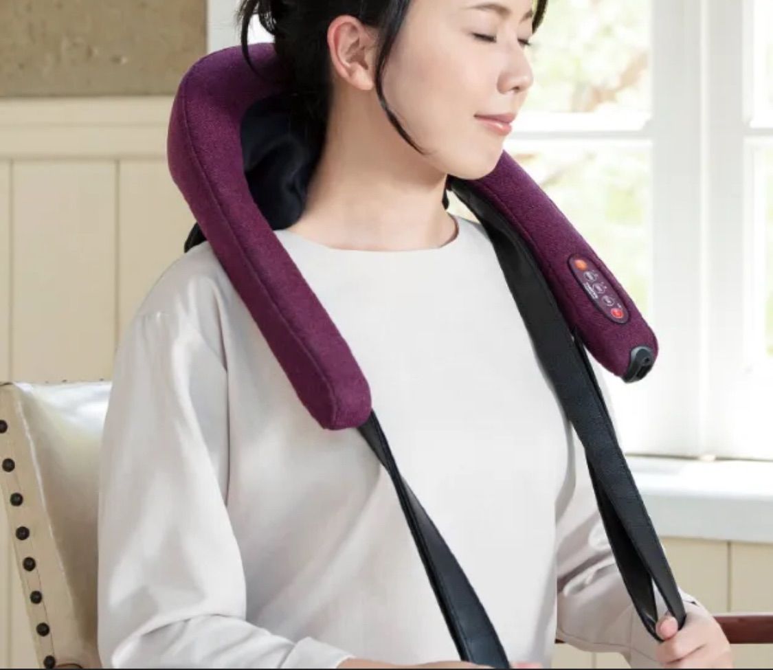 【美品】首肩マッサージャー グラネススマート (グランドボルドー) THRIVE スライヴ MD-455 医療機器 首マッサージャー 掴み揉み 幅調節機能 バッテリー内蔵 コードレス ヒーター ...