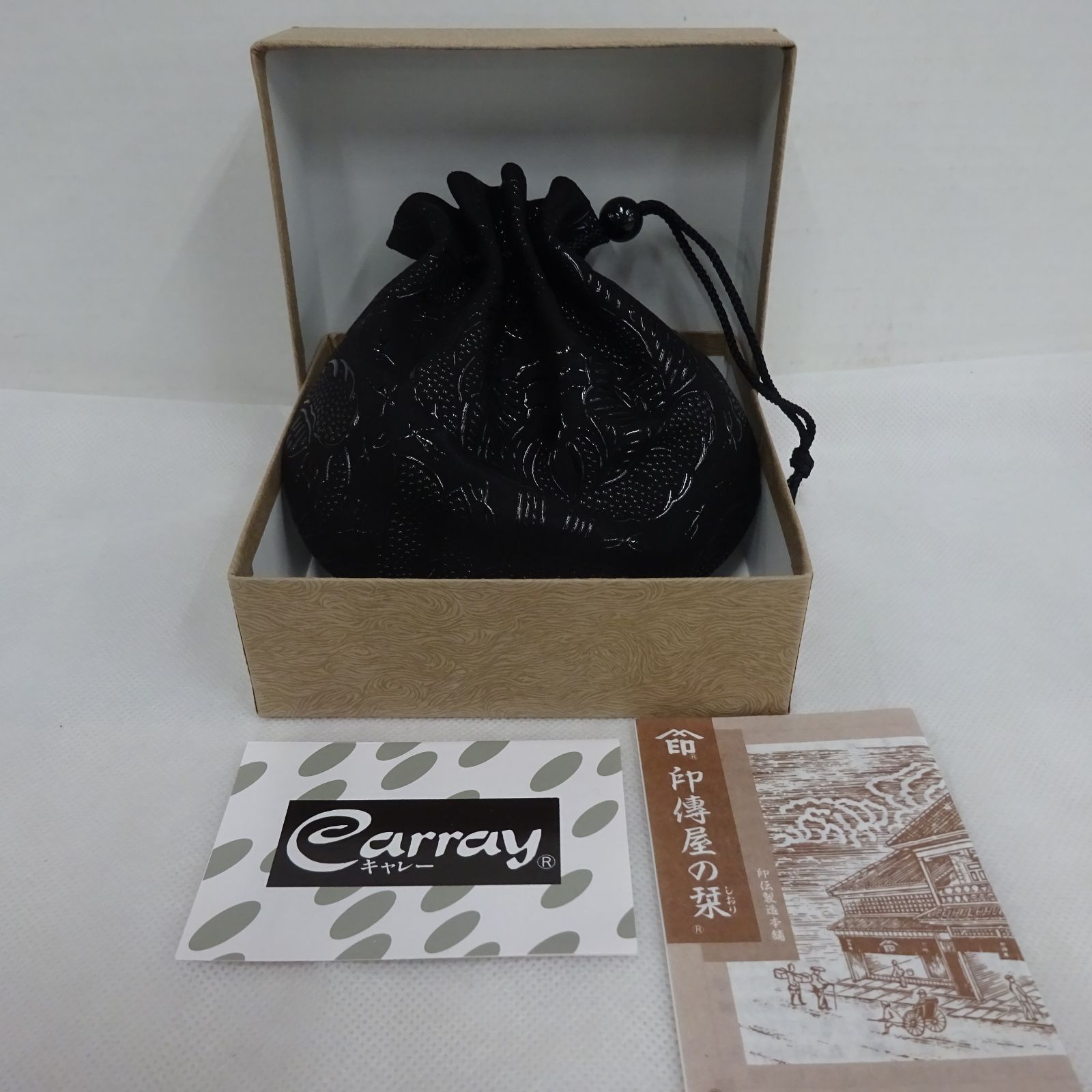 印伝 印傳 carray キャレー 巾着 小物入れ 鹿革 ディアー ブラック レディース メンズ【R0141-005】 - メルカリ
