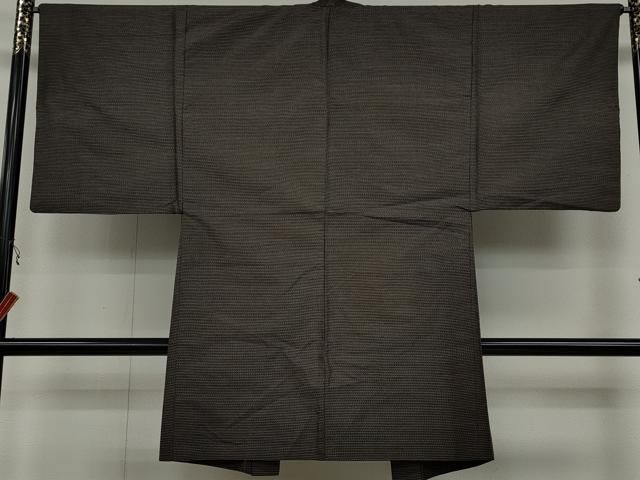 平和屋着物○男性 本場大島紬 アンサンブル 格子柄 正絹 逸品