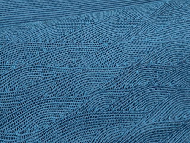 平和屋着物○九寸名古屋帯 紬地 型染 重ね山青海波