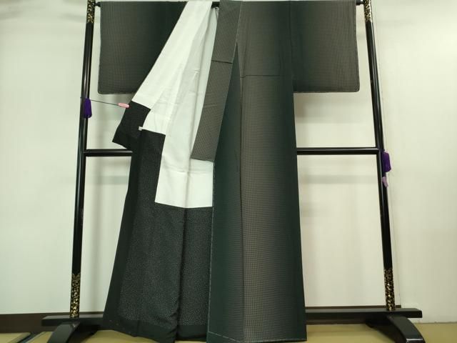 平和屋着物□極上 伝統工芸士 保科土山 江戸小紋 角通し 黒地 反端付き