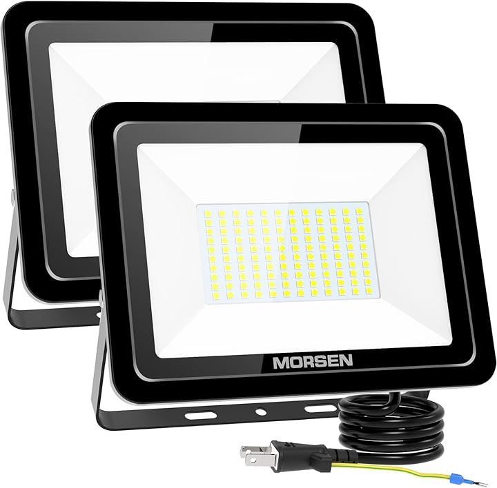 morsen led投光器 100W 2セット投光器 13000LM 極薄型 投光器屋外 100v 灯光器 作業灯 外灯 工事用ライト led ...