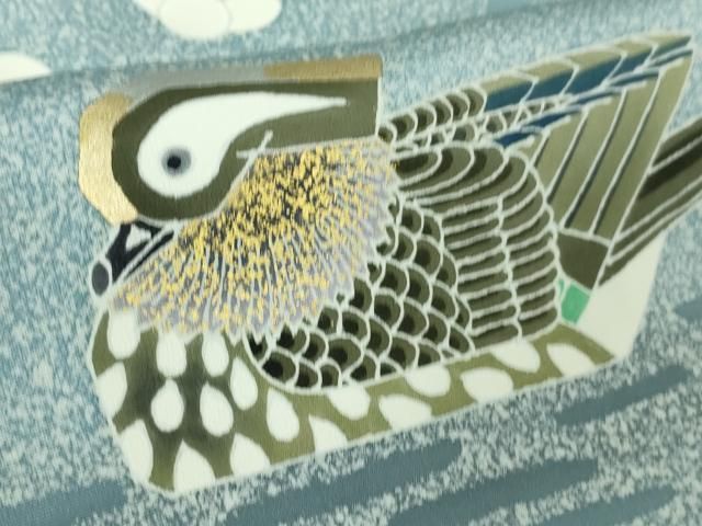 平和屋本店■極上　人間国宝・羽田登喜男　訪問着　鴛鴦5羽　暈し染め　逸品　未使用　DZAB0334kh5 平和屋本店□極上 人間国宝・羽田登喜男 訪問着 鴛鴦5羽 暈し染め 逸品