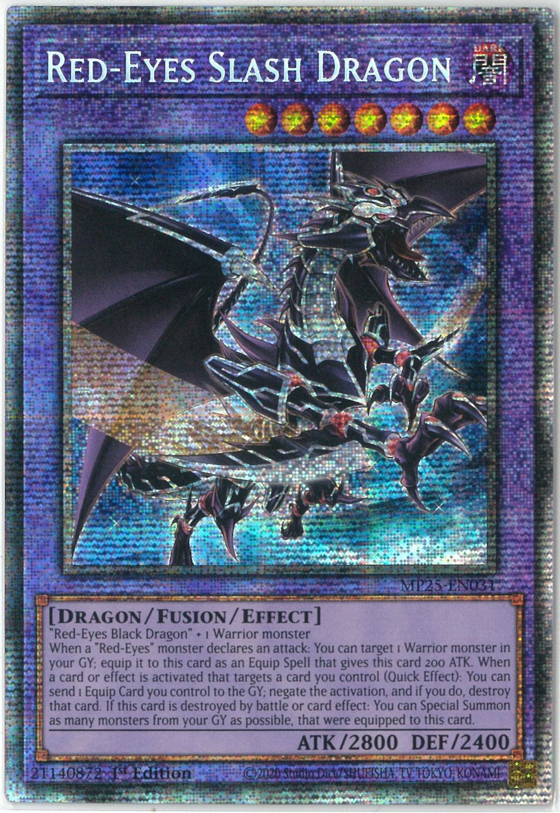 遊戯王/英語版/EU版/真紅眼の黒刃竜/Red-Eyes Slash Dragon/スターライトレア/1st Edition/2025 メガ ...