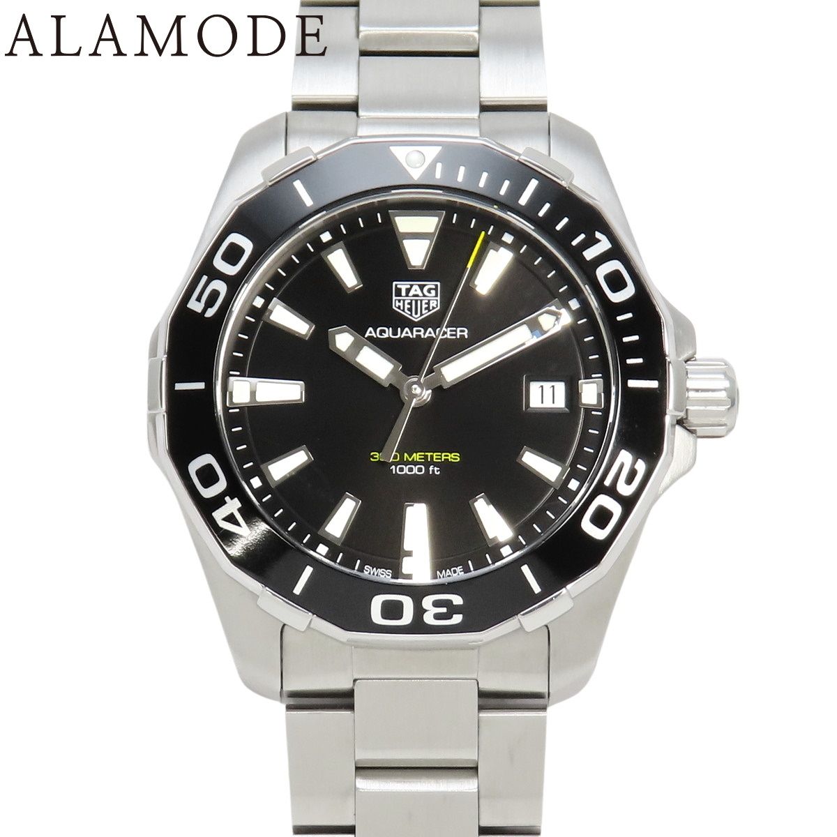 【保証書付】タグホイヤー アクアレーサー WAY111A ステンレススチール SS クオーツ 腕時計 2019年7月購入 ブラック シルバー ...