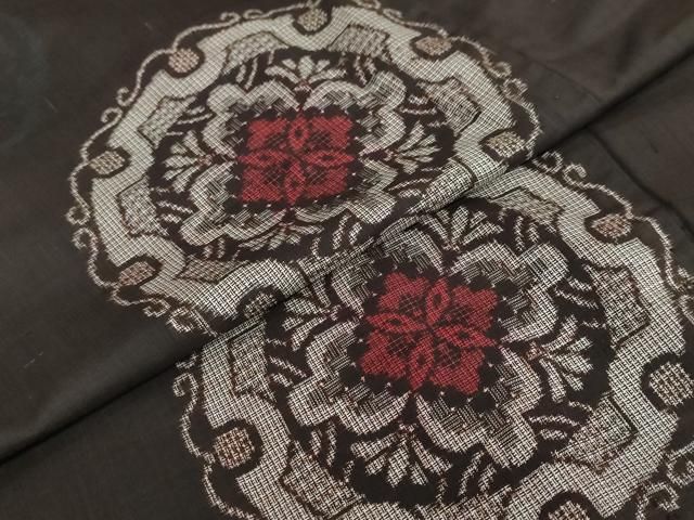 平和屋着物○結城紬 菱草木文 そごう百貨店扱い 正絹 逸品 CAAW3166ut