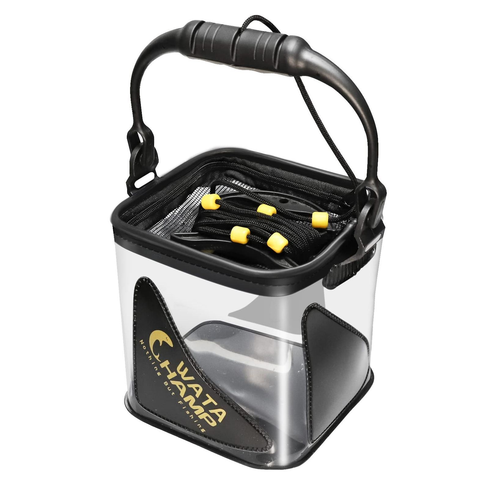 【特価商品】ロープ8m ビーズ付き メッシュカバー EVA 5.5L/8.0L 釣り 折りたたみバケツ バケツ 水汲み 防災備蓄品 活かし ...