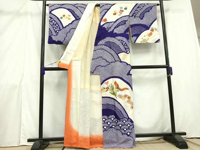 平和屋着物○訪問着 絞り 型染め 花鳥文 金彩 正絹 逸品 AAAZ1801ph