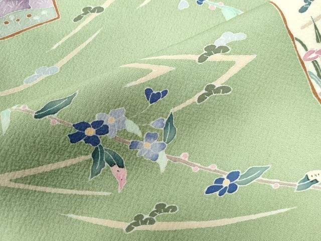 平和屋着物○本加賀友禅作家 岡本幸治 訪問着 短冊枝花文