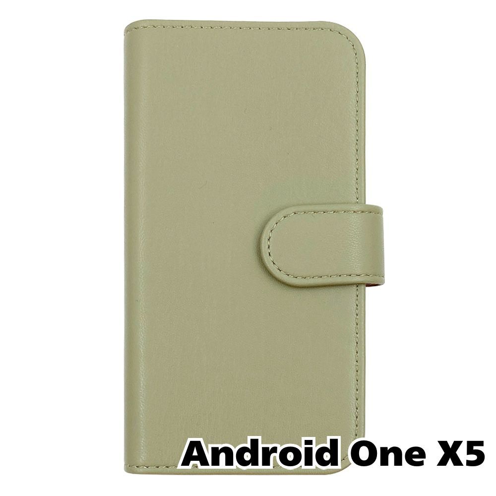 【新品未使用】 Android One X5 手帳型スマホ ケース スムース PUレザー (カバー色ピスタチオ) 無地 緑色 くすみ ニュアンスカラー シンプル カード収納 flip51 ...
