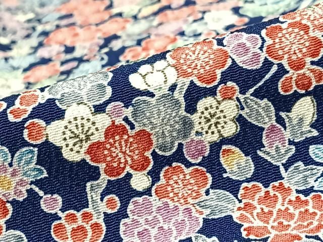 平和屋着物○上質な色無地 吉祥花地紋 萱草色 正絹 逸品 AABA3827ph