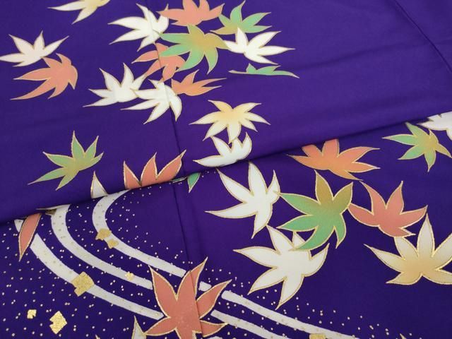 平和屋着物○訪問着 流水楓文 金彩 胴抜き仕立て 洗える着物