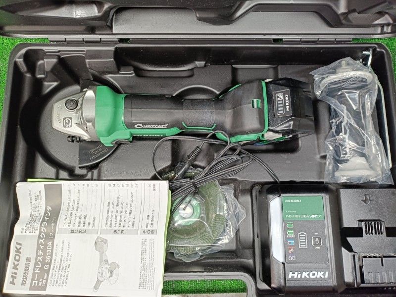 HiKOKI ディスクグラインダ 36V マルチボルト 充電式 Φ125mm バッテリ、充電器、ケース付 G3613DA(XP) 動作確認済み ...