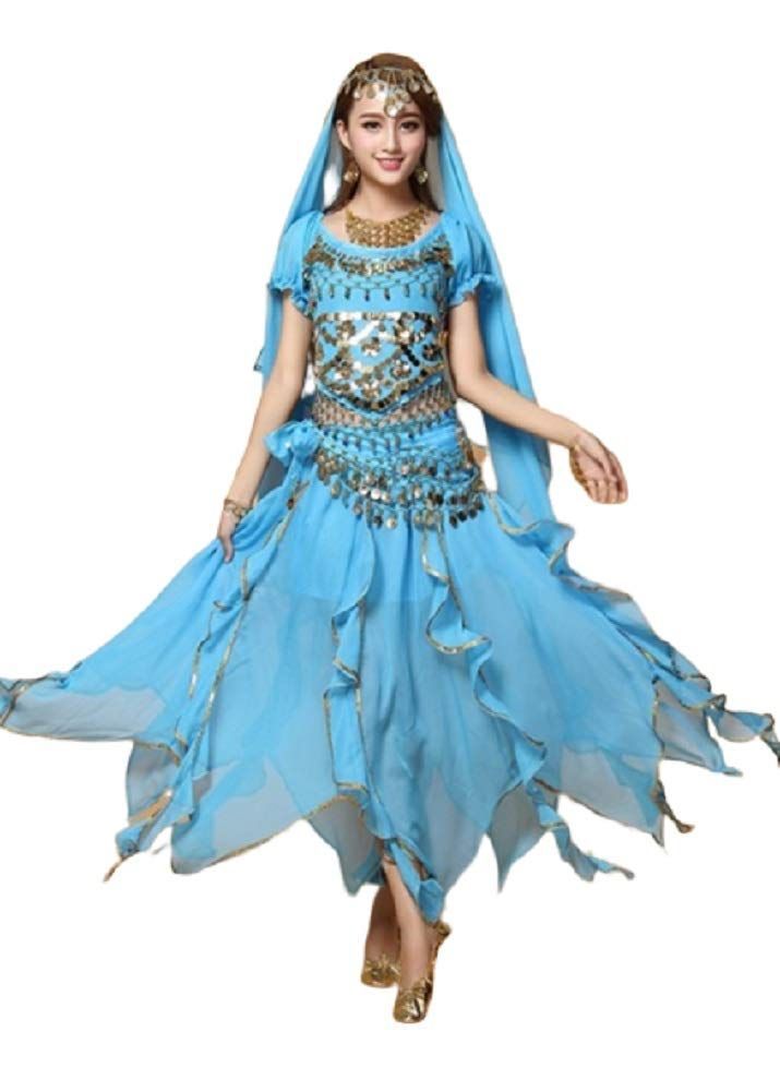 ライトブルー [Eiza] アラジン コスプレ 衣装 4点 ハロウィン イベント ベリーダンス アラビアン 女王 e447 (ライトブルー) - メルカリ