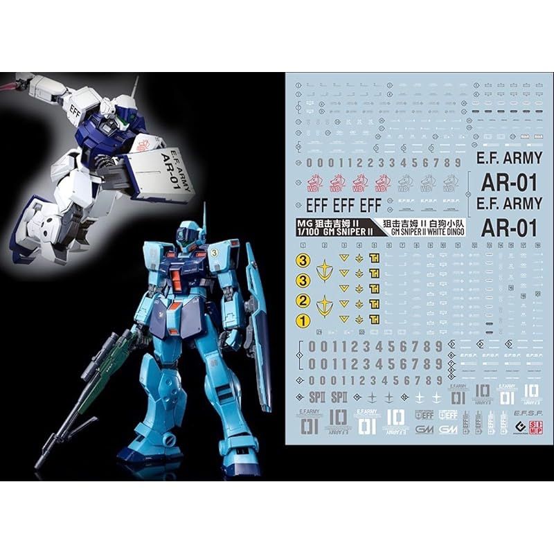 蛍光!! HG RG MG PG RE HiRM ロボット MS ディテールアップ用水転写式デカール (MG 1/100 ジム・スナイパーII/ジム・スナイパーII（ホワイト・ディンゴ隊仕様 ...
