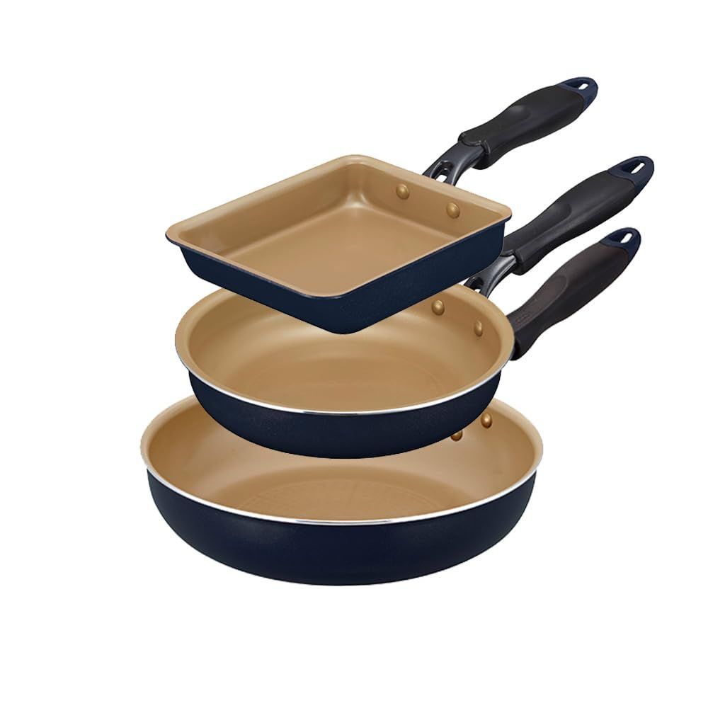 【特価商品】エバークック フライパンセット 3点セット オール熱源対応（IH対応） 【500日】こげつきにくいフライパン PFOA PFOS フリー ネイビー ドウシシャ - メルカリ