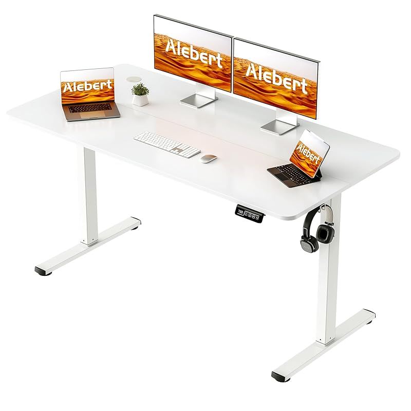 Alebert 昇降デスク 昇降式デスク 電動 幅140*奥行60cm スタンディングデスク 上下昇降デスク オフィスワークテーブル 高さ ...
