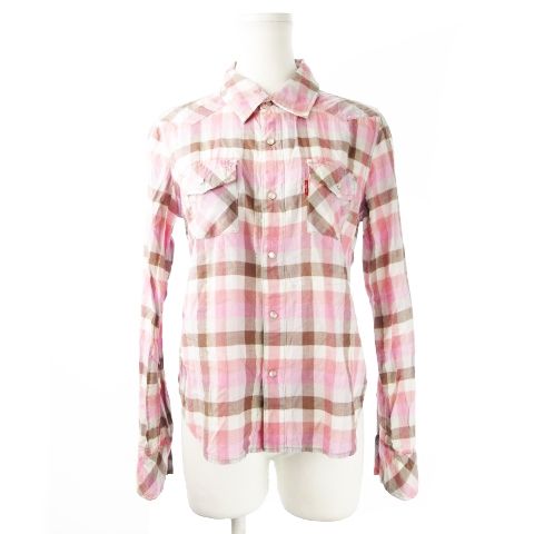 リーバイス レッドタブ Levi's RED TAB シャツ ウエスタン レギュラー 長袖 薄手 ラメ チェック アメカジ M ピンク ...