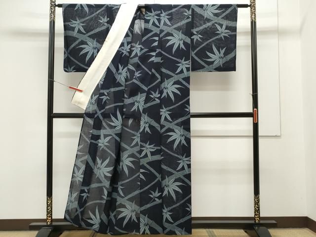 平和屋着物＊夏物 紗紬 笹竹文 正絹 逸品 CAAR9942ev