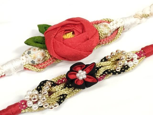 平和屋着物○和装小物 帯締め・帯揚げセット 振袖用 総絞り 舞蝶文