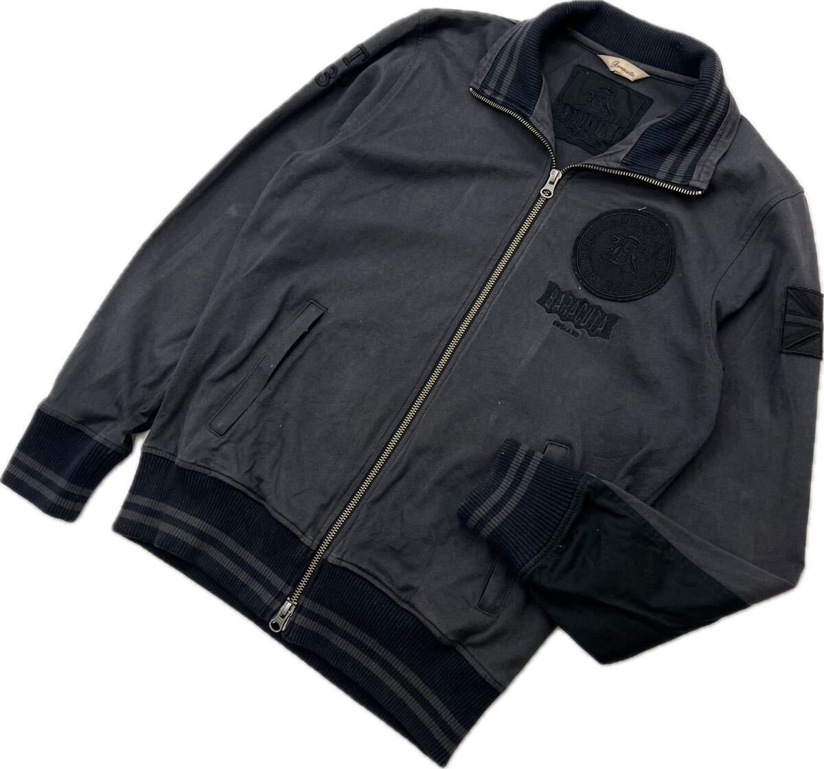 BARACUTA ☆ バラクータ チャコールブラック モノトーン スウェット ジャージ ジャケット トラックジャケット M 秋冬 モード 古着 ...