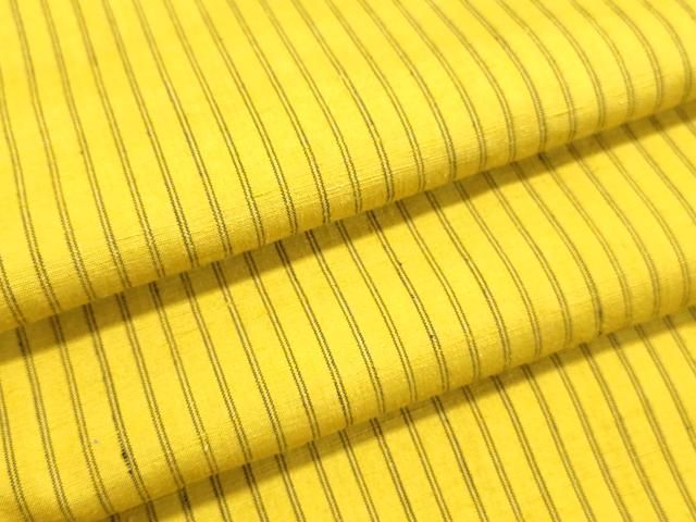 平和屋着物○上質な紬 縞 緑黄色 正絹 逸品 未使用 DAAU0635tw