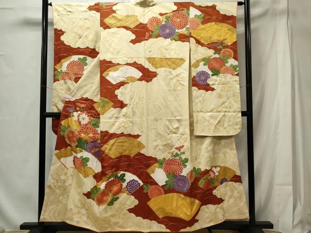 平和屋着物●豪華振袖　総絞り　雲取り源氏車花文　暈し染め　正絹　逸品　CAAZ3685yc 平和屋着物□豪華振袖 絞り 雲取り扇面花文 金彩 正絹 逸品 AAAM2394Aja