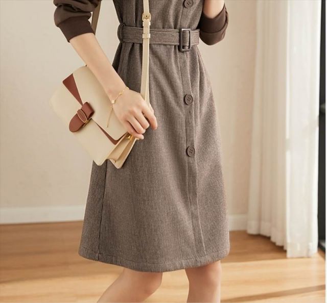 重ね着風 ドッキングワンピース ベアワンピース レトロ パーカー